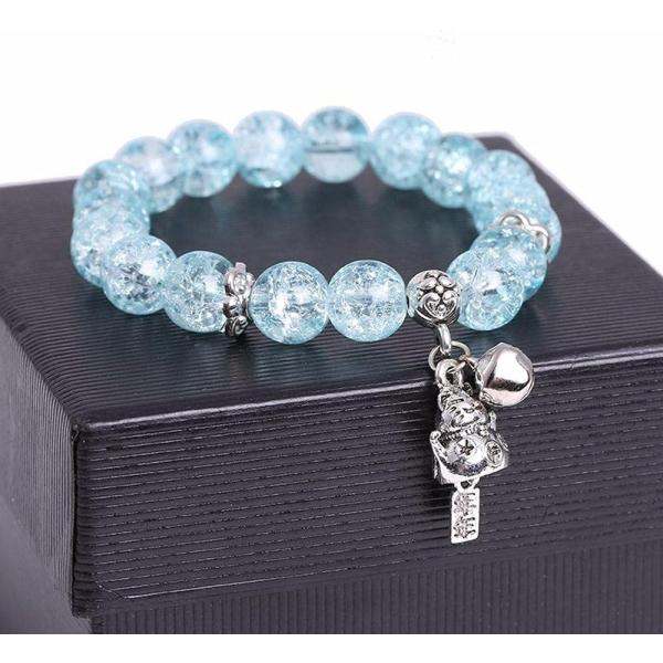 商品名Cute Simple Jewelry Accessory Alloy Pendant Bracelet Women Elastic Hand Rope Grass Beaded Bangle Lucky Cat Bracelet(G...