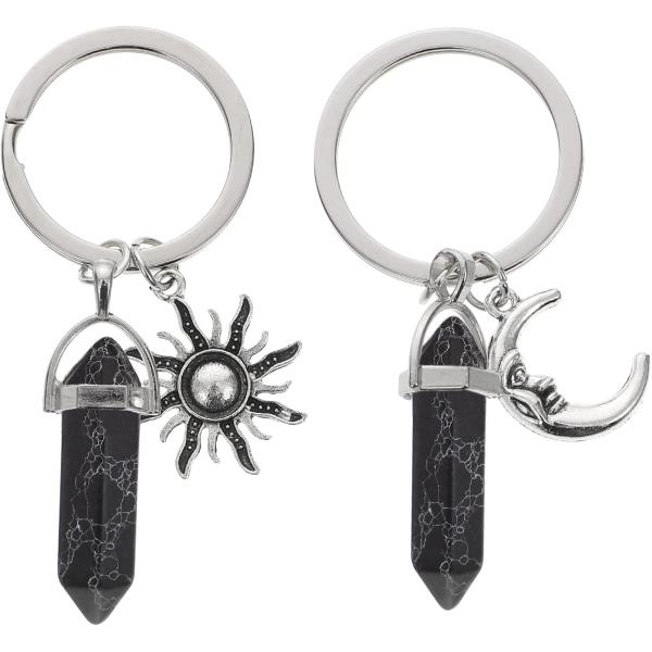 商品名Moon Sun Charms Keychain 2Pcs Couples Key-Chains Novel Sun and Moon Design Keychains Decorative Key Holder Moon Penda...