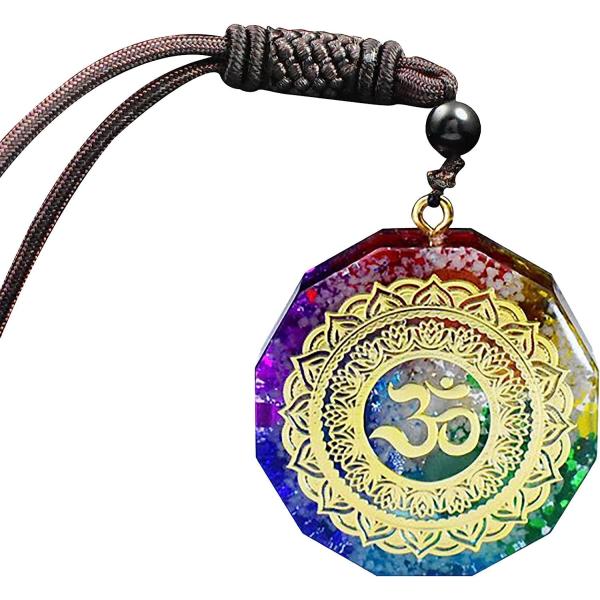 商品名Pendant Necklace Sacred Geometry Chakra Energy Necklace Gift for Women Men, Handmade Seven-color Chakra Pendant for M...