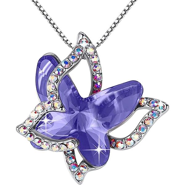 商品名BAOWEN Temperament Stylish Colorful Crystal Rhinestone Butterfly Pendant Necklace Women's Charm Accessories,Blueブランド：...