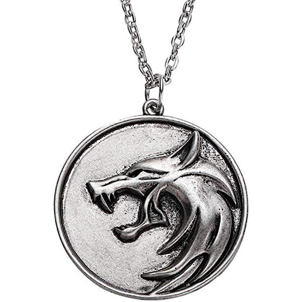 商品名ウィザードメダリオンネックレス ワイルドハントゲラルトネックレス ウルフヘッドペンダントネックレス ウルフネックレス バイキングジュエリー メンズ ボーイズ レディース ジュエリー コスプレコスチュームアクセサリーWizard Med...