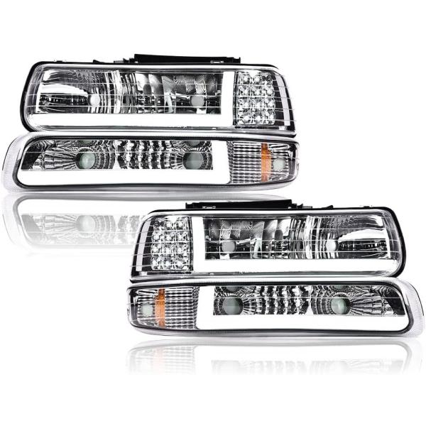 商品名PIT66 ヘッドライト 1999-2002 シボレー シルバラード 1500 2500 99-02/2001-2002 シルバラード 1500HD 2500HD 3500 01-02に対応 (LED改良スタイル、クロム)PIT66 ...