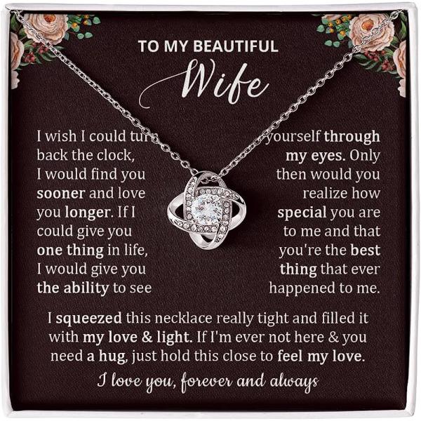 商品名妻 ネックレス 夫からのギフト 結婚記念日 夫から妻へのロマンチックなギフト 夫からの妻への誕生日プレゼント 妻への誕生日プレゼント メッセージカードとギフトボックス付き, キュービックジルコニアWife Necklace Gifts...