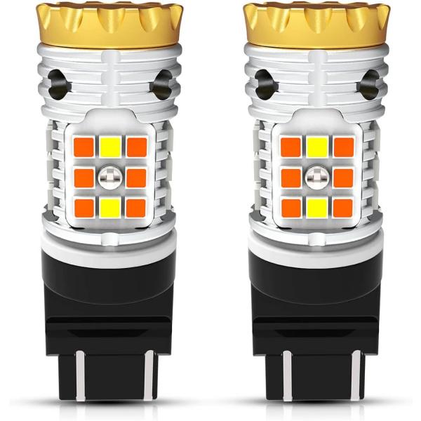 商品名LASFIT 4257 LED電球 スイッチバック 2022 Maverick XL XLT用 フロントウィンカー キャンバス対応 レジスタ内蔵 アンバー ブリンカー ホワイト デイタイム ランニングライト DRL (2パック)LAS...