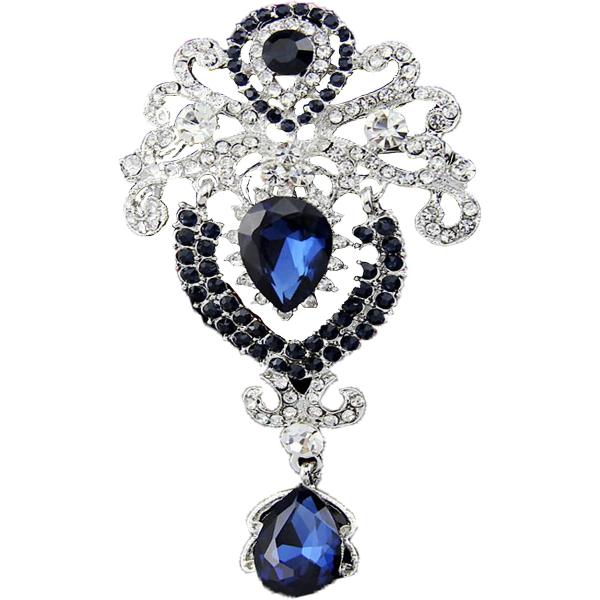 商品名Austrian Crystal Brooch Pin Rhinestone Alloy Brooch Female Brooches Glass Pendant Brooch Pin Accessories, Dark Blue B...