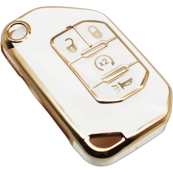 商品名FEYOUN キーフォブカバー ジープ グラディエーター ラングラー フリップ 4ボタン TPU リモートキーレス キーフォブケース 保護シェルアクセサリー ホワイトFEYOUN Key Fob Cover Compatible wi...