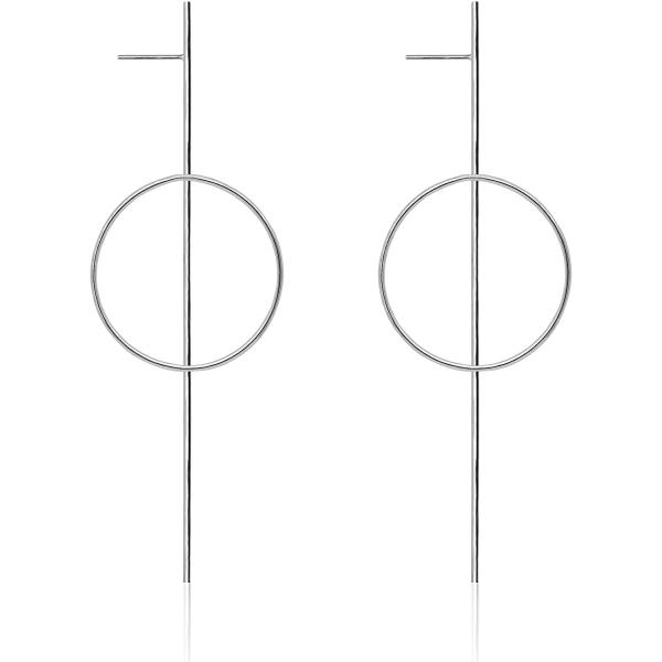 商品名女性用ダングルイヤリング シルバースターリング、幾何学的、低刺激性、ステートメント、Aretes Para Mujer、トレンディ、ジュエリー、大きなフープは女性、ママ、ガールフレンド、SAHMA, シルバー, 宝石なし。Dangle...