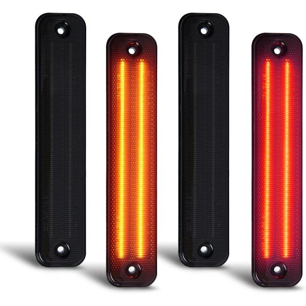 商品名Gempro LEDサイドマーカーライト 4個 2003-2009 Hum-mer H2 フェンダーライトキット フロント アンバー リア レッドシグナルランプ (スモークレンズ)Gempro 4PCS LED Side Marker...