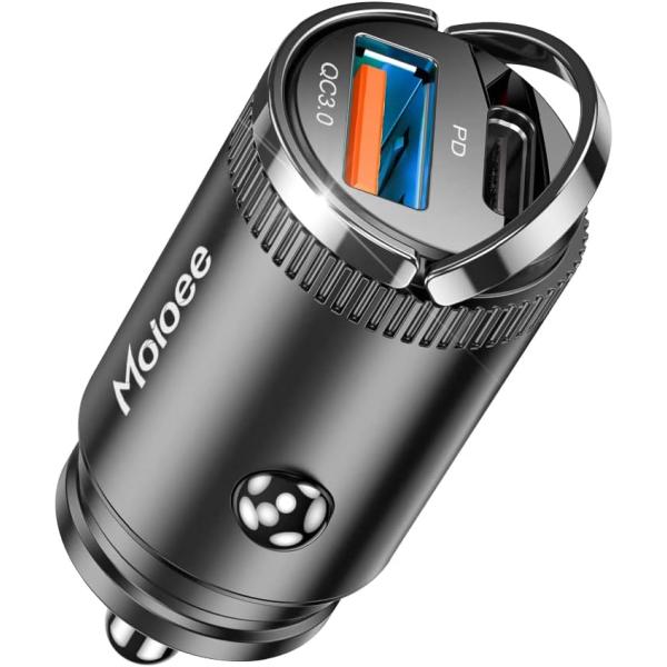 商品名USB C 60W カーチャージャー 急速充電 30W PD&amp; 30W QC3.0 高速充電 メタルボディ フラッシュフィット プルリングスタイル ユニバーサル iPhone 13/13 Pro/12/12 Pro Max/X...