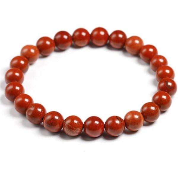 商品名Gfsdjalkj Natural Red Jasper Round Semi-Precious Stones Beads Bracelets Suitable for Women Men Accessories Gift (Leng...