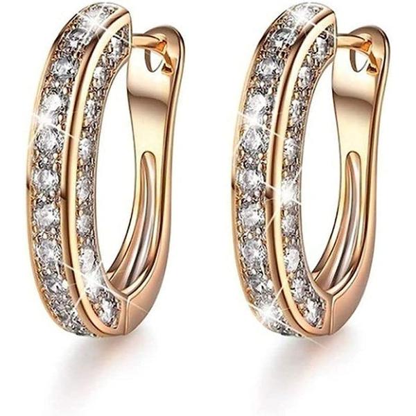 商品名Women Shinning Luxury Rustproof Bright Rhinestone Earrings Stud Earrings Diamond Hoop Earrings Round Diamond Earrings...