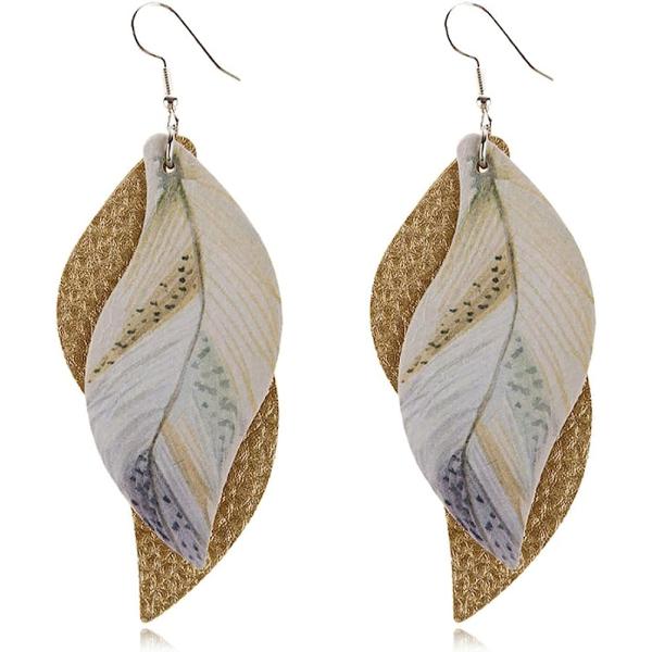 商品名ANXIN ボーホー ユニークレザーイヤリング 2層軽量フェイクレザーリーフイヤリング レイヤードデザイン ドロップイヤリング 女性用 ギフト, 金属, N/PSUANTIANMG ANXIN boho unique Leather ...