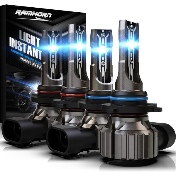 商品名RAMHORN 9005 9006 LED Bulbs, 24000 LM 6500K Xenon White Fanless Instant Plug-in HB3 HB4 Halogen Replacement Fog Light...
