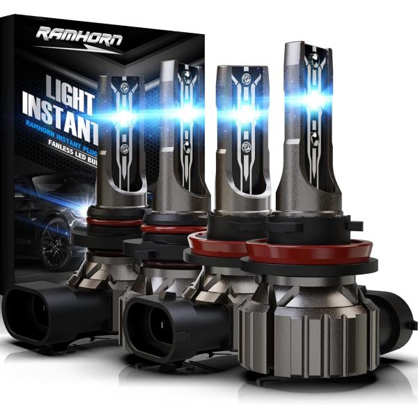 商品名RAMHORN H11 9005 LED Bulbs, 24000 LM 6500K Xenon White Fanless Instant Plug-in H8 H9 HB3 Halogen Replacement Fog Ligh...