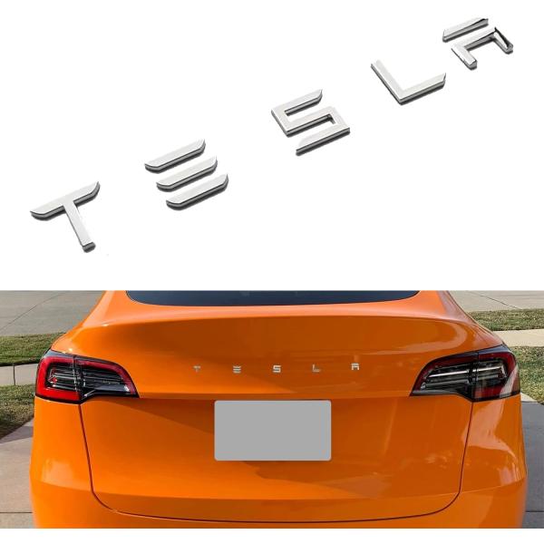 商品名YHCDSEA 3D レイズド テスラ テールゲート インサート レター エンブレム ABS 素材 Tesla Model 3 Y S X シリーズ アクセサリーに対応 (シルバー)YHCDSEA 3D Raised Tesla Ta...