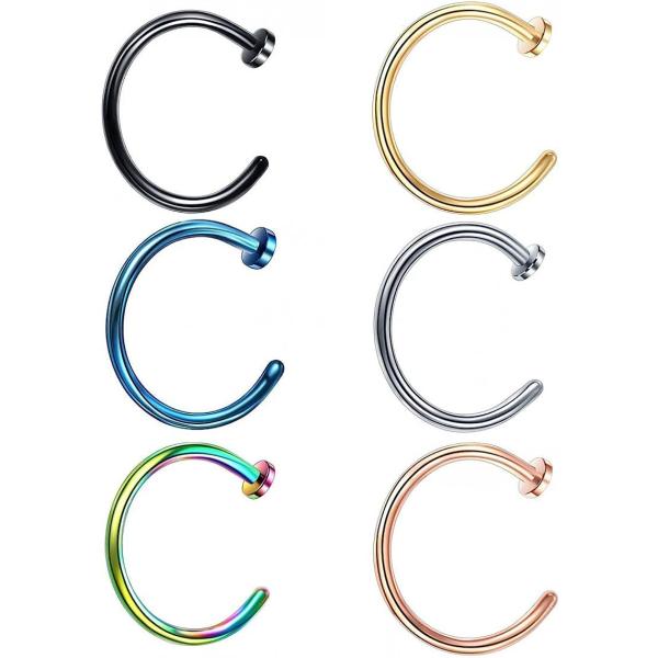 商品名Doubyan ノーズリング フープ 20ゲージ 8mm ノーズピアスフープ ステンレススチール サージカルスチール ボディジュエリー, 20G-8mm, 金属, 宝石なし。Doubyan Nose Rings Hoop 20 Gau...
