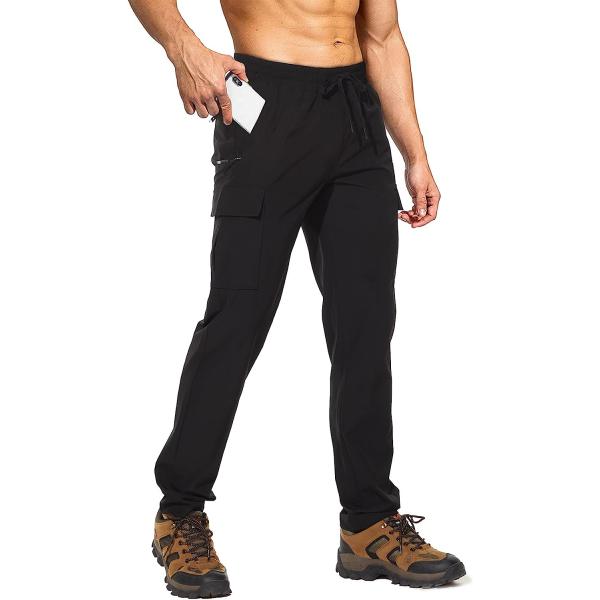 商品名Men's Quick Dry Cargo Work Pants Lightweight Waterproof Hiking Pants Zipper Pockets Drawstring Elastic Waist Casual P...