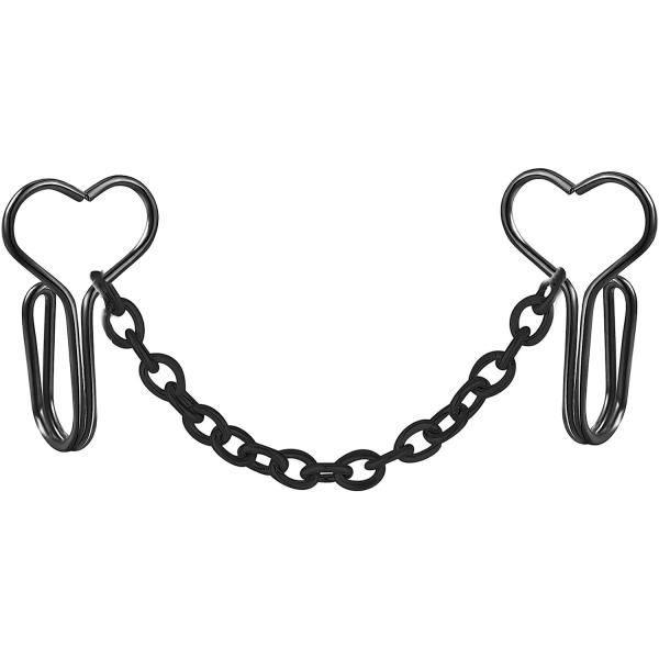 商品名WEIJIN Heart Nose Cuff Chain Nose Chain for Women Men Across Double Fake Nose Ring Chain Non Piercing for Nose Clip,B...