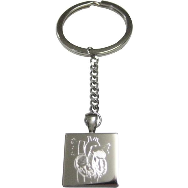 商品名Silver Toned Square Etched Anatomical Heart Pendant Keychainブランド：Kiola Designs商品サイズ：One Size商品番号：素材：Metal