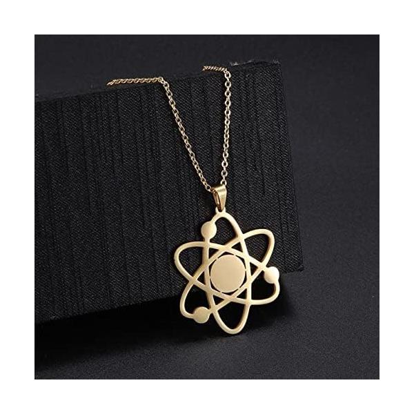 商品名Oyalma Women Golden Pendant Necklace The Bigbang Theory Atom Physics Chemistry Science Choker Chain Necklacesブランド：Gen...