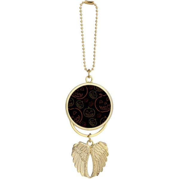 商品名カボチャ タイルパターン ハロウィーン 車 キーチェーン エンジェル ウィング ペンダントPumpkin Tiling Pattern Halloween Car Keychain Angel Wing Pendantブランド：DIY...