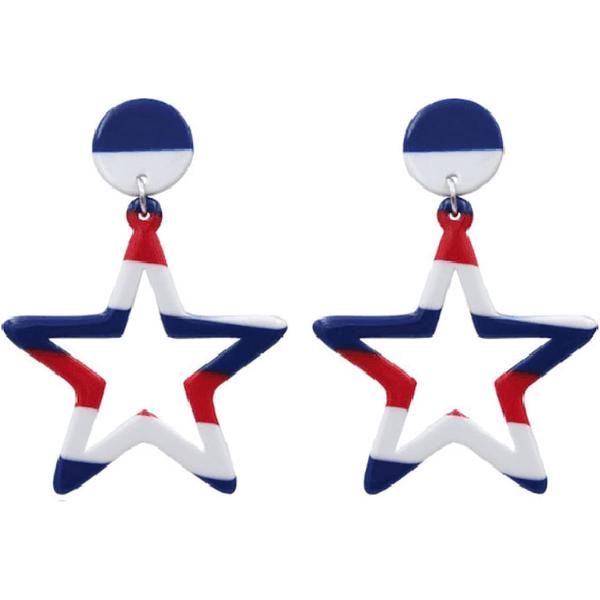商品名レッド ホワイト ブルー ストライプ アセテート パトリオティック ダングル イヤリング 7月 4日 アクリル ハート スター スタッド イヤリング 独立記念日 ジュエリー ホリデー パーティー フェイバー デコレーション アクセサリ...