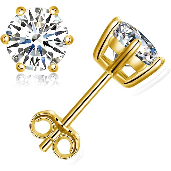 商品名Moissanite Stud Earrings, 1ct 5.0mm Lab Created Diamond Earrings for Women D Color VVS1 Clarity Brilliant Round Cut M...