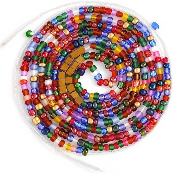 商品名ELABEST 50inch Plus Size African Waist Beads Belly Chain Non-Stretching Tie-on Bead Body Jewelry Accessories for Wome...