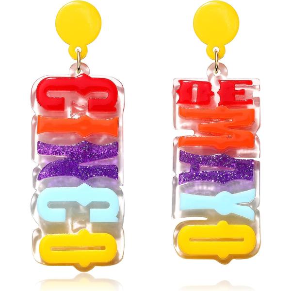 商品名Cinco De Mayo イヤリング アクリル カラフル ピニャータ ソンブレロ フィエスタ ドロップ イヤリング 低刺激性 帽子 ドンキー フィエスタ レター ダングル イヤリング レディース ガールズ メキシコ テーマ パーティ...