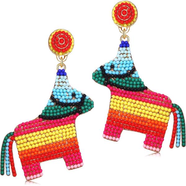 商品名HZEYN Cinco De Mayo イヤリング ビーズ ピニャータ ソンブレロ ダングル イヤリング パーティー フィエスタ イヤリング ジュエリー 女性用 ガールズ, ビーズ, 知らないHZEYN Cinco De Mayo E...