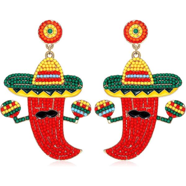 商品名Cinco De Mayo 女性用イヤリング カラフル ビーズ フィエスタ チル ダングル イヤリング ステートメント レター ドロップ イヤリング メキシコ フェスティバル ジュエリー ギフト, 亜鉛, クリスタルCinco De ...