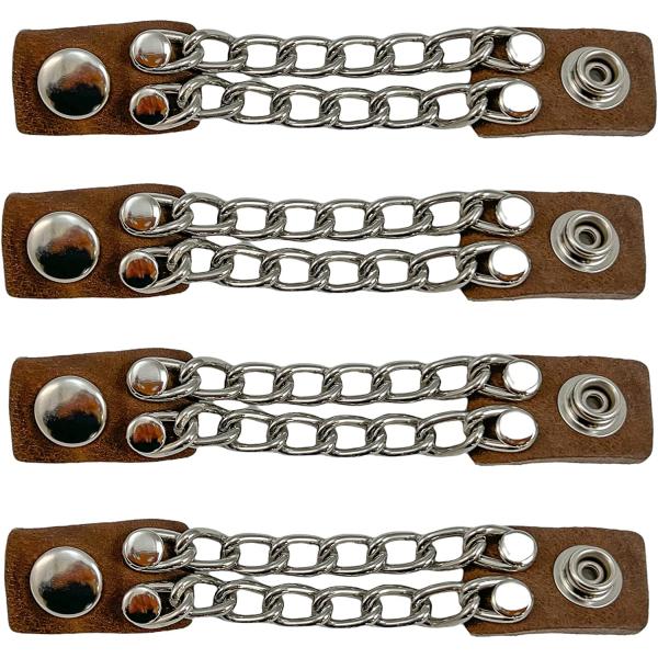 商品名Funk Plus Brown Tan Motorcycle Vest Extenders Double Silver Chain Regular Snap MC Jacket Made in USA (Brown, 8"")ブランド...