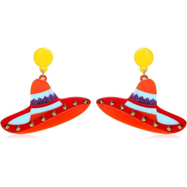 商品名Cinco De Mayo イヤリング アクリル カラフル ピニャータ ソンブレロ フィエスタ ドロップ イヤリング 低刺激性 帽子 ドンキー フィエスタ レター ダングル イヤリング レディース ガールズ メキシコ テーマ パーティ...