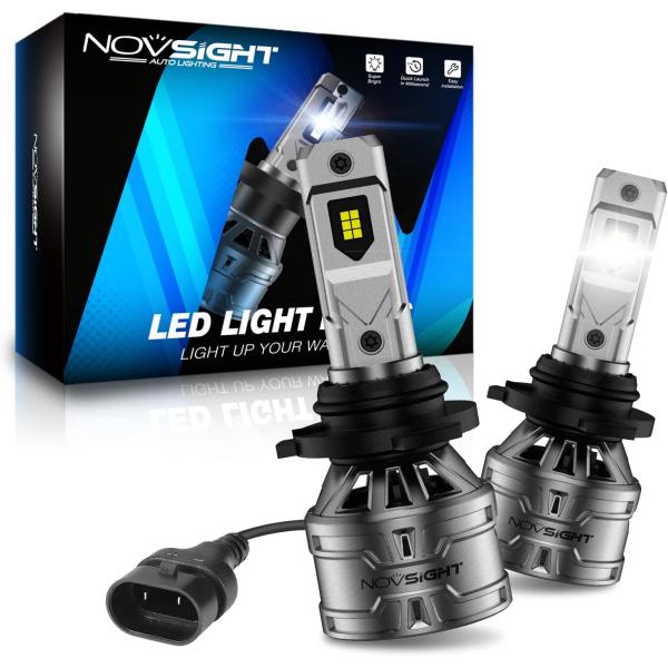 商品名NOVSIGHT H10 LED Fog Light Bulbs, 6500K White, 60W 13000LM Bright 9145 9140 9045 9040 Fog Lights, Plug and Play Fast ...