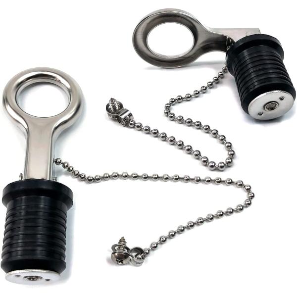 商品名Duthyvea 1インチ ボート排水プラグ 穴径3/4インチ~1インチ用 ポンツーン マリンヨット ジョンボート ビルジ排水管 交換用 ステンレススチール スナップハンドル ラバープラグ 2個パックDuthyvea 1 inch B...