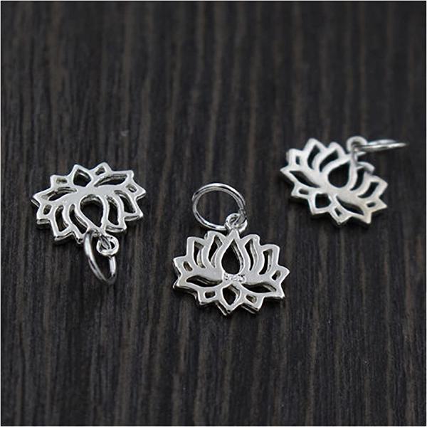 商品名FDEURN ZBFX 2pcs 925 Sterling Silver Color Charm Manual Lotus Pendant Fit Bracelets &amp; Bangles DIY Women Jewelry A...