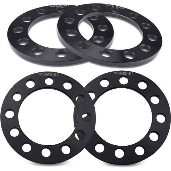 商品名EZISOE 4個 ブラック 鍛造6x5.5 6x135 6x139.7 フラットホイールスペーサー 8mm (0.31インチ) 108mm ハブボア 交換用 シルバラード 1500/Suburban 1500 Sierra 1500...