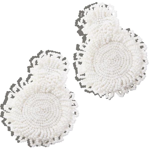 商品名Beaded Statement Drop Earrings - Bohemian Beaded Hoop Dangle Earrings, Round Decor Seed Bead Earrings, Pendientes De ...