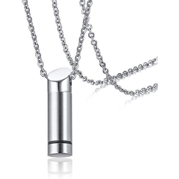 商品名Trendy Accessories Silver Stainless Steel Material Openable Pet Urn Pendant Simple Style Necklace Suitable For Men An...