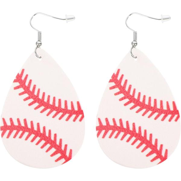 商品名USHOBE Baseball Earrings for Women Water Drop Earrings Leather Dangle Baseball Teardrop Earrings Drop Dangle Hoop Ear...