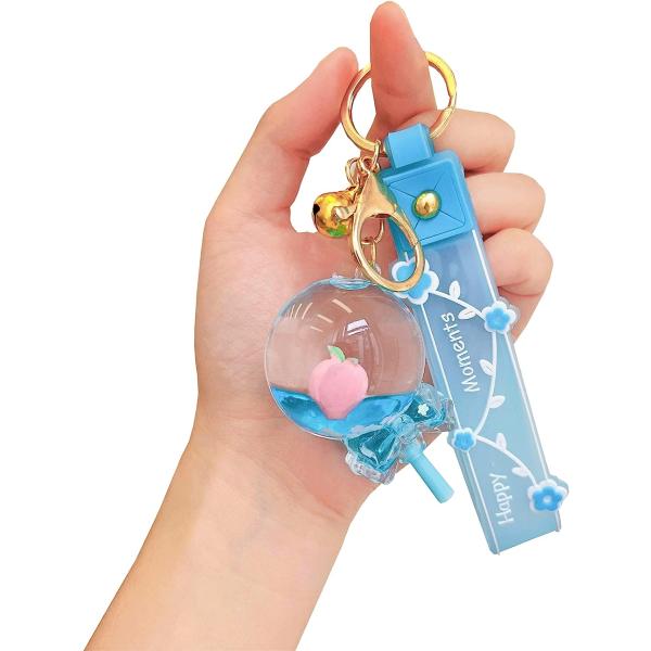 商品名Rertnocnf ICI-Rencontrer Cute Fresh Floating Fruit Juicy Peach Creative Sweet Lollipop Design Backpack Car Key Pendan...