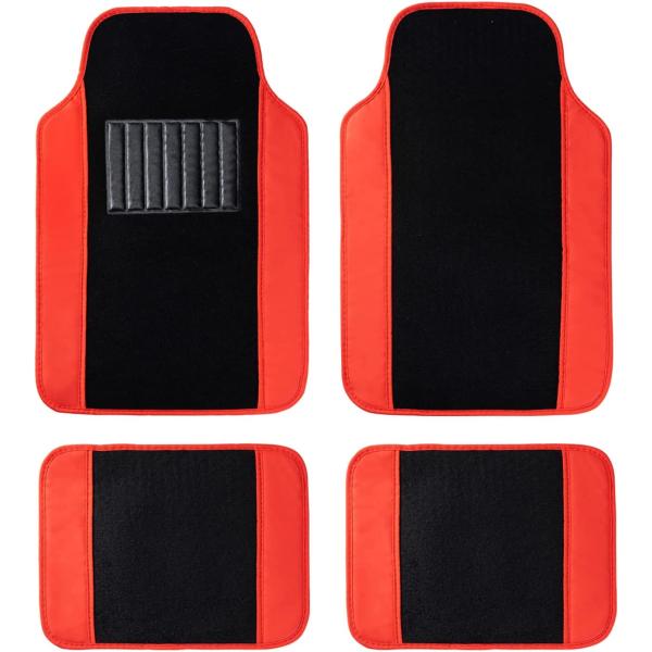 商品名COLINOO 4-Piece Luxury high-end PU Leather Patchwork red Carpet Floor mat Set Waterproof Universal car mat Protector ...