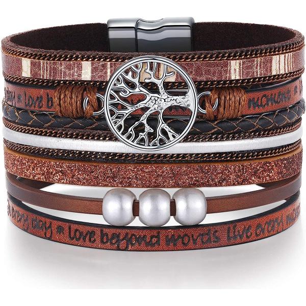 商品名イエロー 生命の樹 ブレスレット, 宝石なし。SeeTable Tree of Life Leather Bracelets for Women,Yellow Inspirational Braided Cuff Bangles wi...