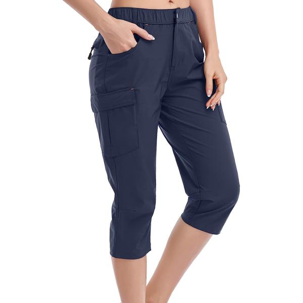 商品名Womens Capris for Summer Cargo Capri Hiking Pants Lightweight Golf Travel Pant Casual Stretch Quick Dry Pants, Navy, ...