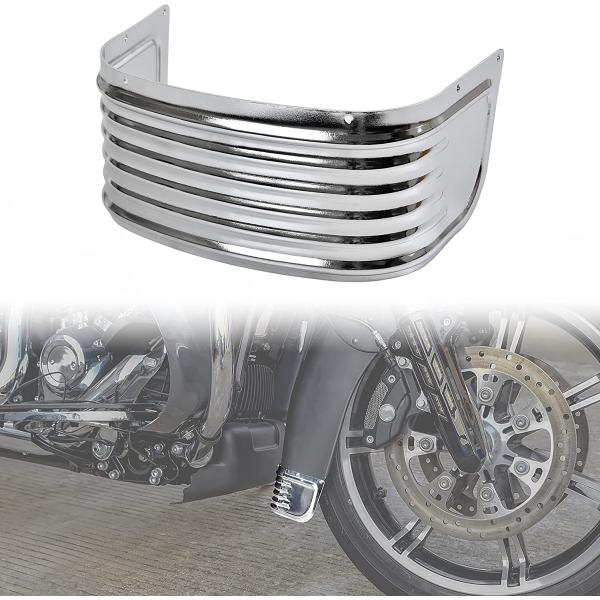 商品名VEISUTOR Front Fender Skirt Trim for Harley Davison, Chrome Steel Front Ribbed Decorative Protector Trim Accent for E...