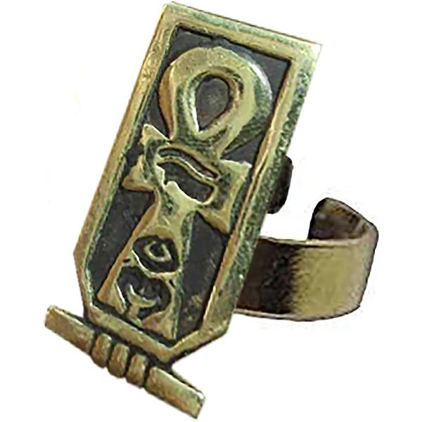 商品名Egyptian 1.6"" Finger Ring Hieroglyphic Ankh key of life Pharaoh Brass Hand Adjustable Egypt pharaohs Costume Jewelry...