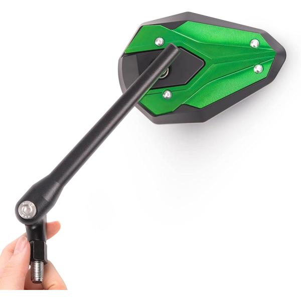 商品名KiWAV バイパーII バイクミラー オールグリーン M10 1.25ピッチと5/16インチのボルト付き 汎用 左右セットKiWAV ViperII All Green Rear View Motorcycle Mirrors Pa...