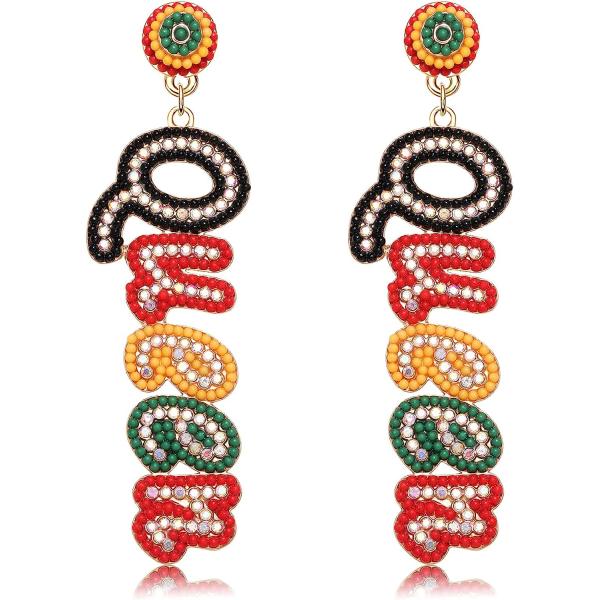 商品名YAHPERN Juneteenth Earrings for Women Beaded Heart Dangle Earrings Colorful JUNETEENTH Drop Earrings Jewelry Gift (St...