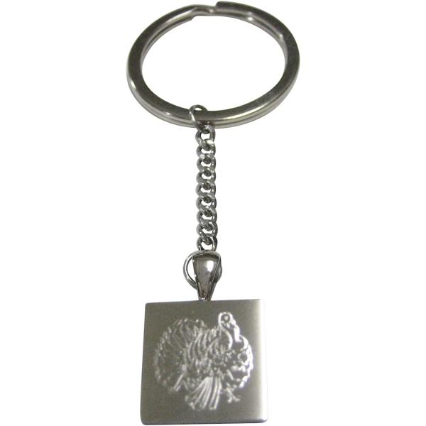 商品名Silver Toned Square Etched Turkey Bird Pendant Keychainブランド：Kiola Designs商品サイズ：One Size商品番号：素材：Metal