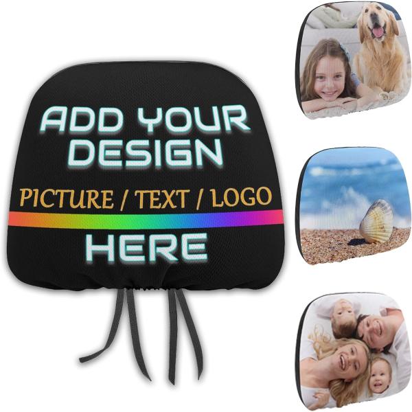商品名Yishuang Custom Headrest Covers for Cars with Zipper Personalized Design Your Own Picture Text Logo Car Seat Cover So...